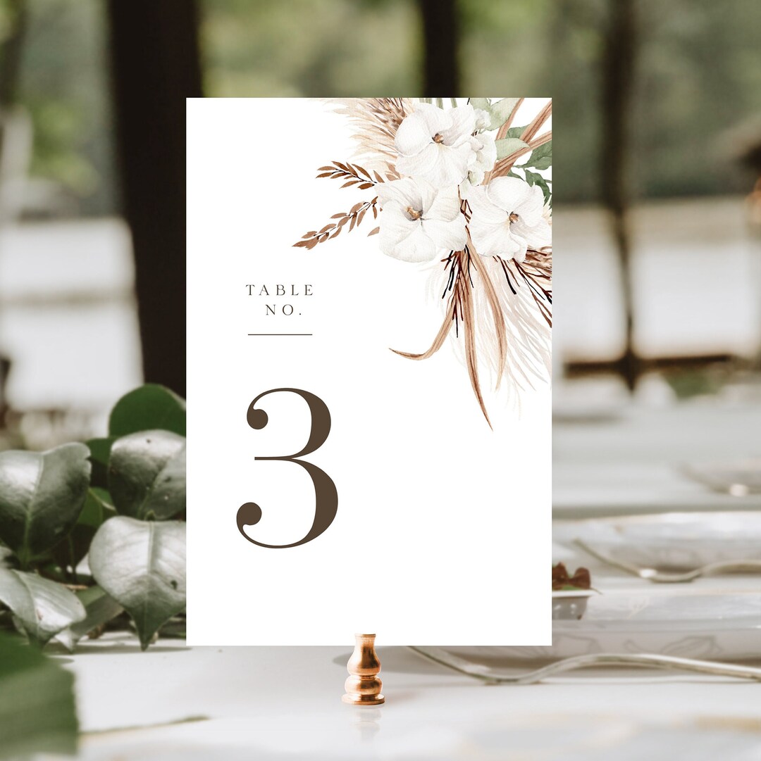 LAUREL Boho Table Numbers for Wedding, Printable Table Numbers Wedding ...