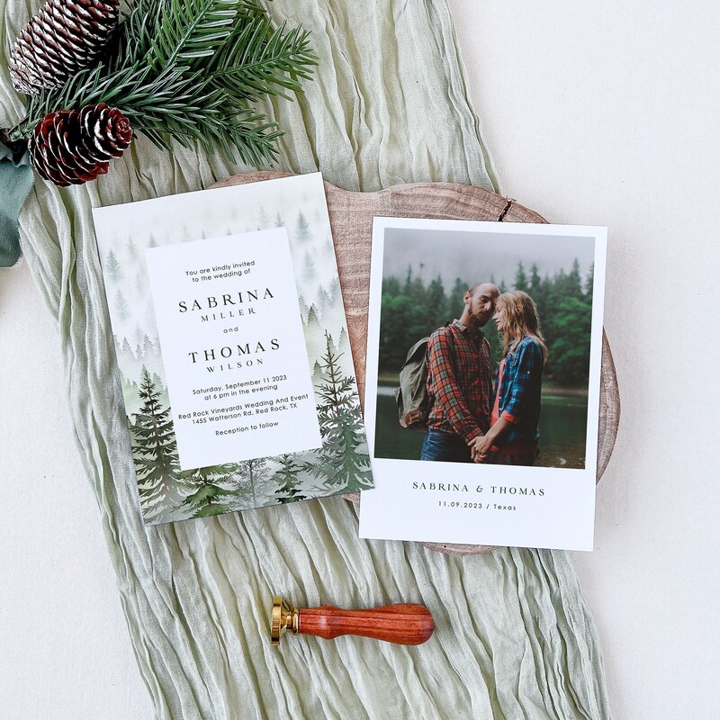 Woodsy Wedding Invitation - Etsy