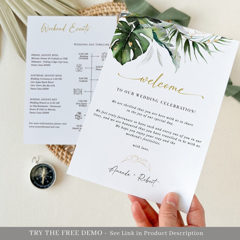 Palma Tropical Wedding Timeline Template Download Welcome - Etsy