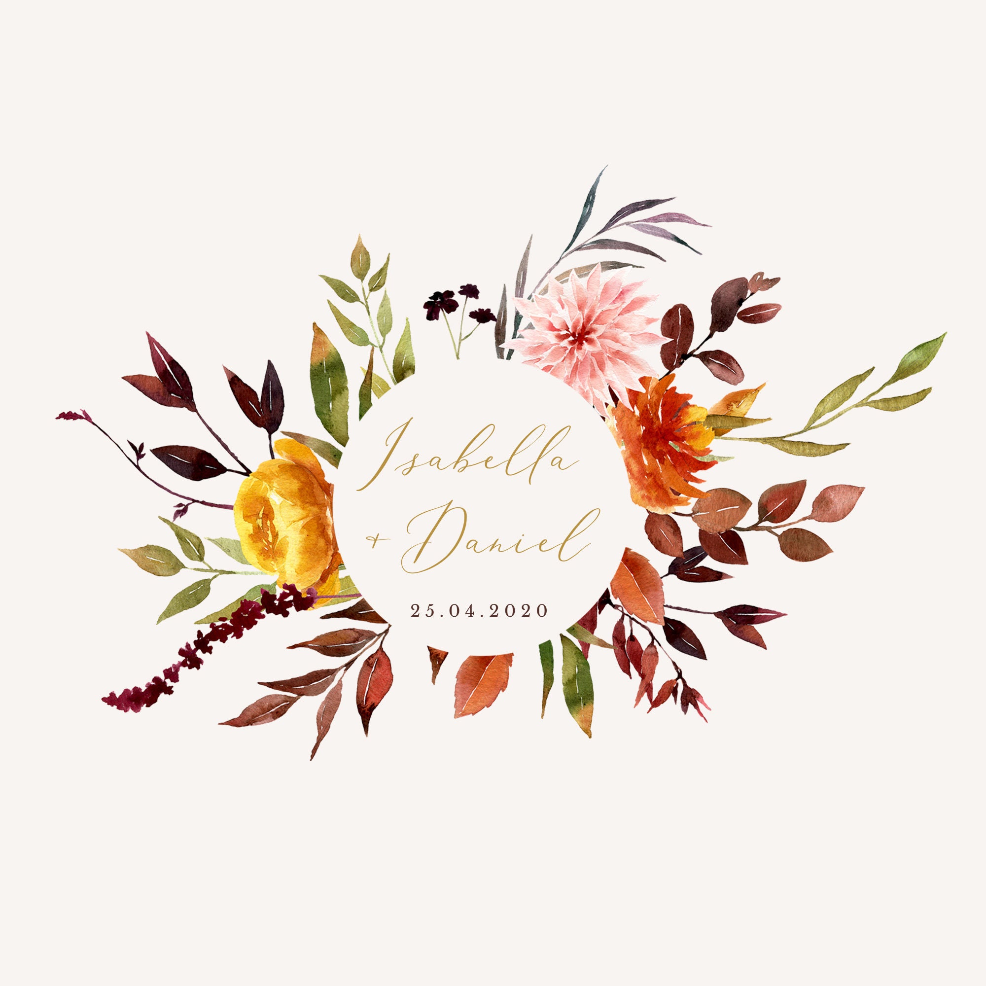 Ambra | Fall Wedding Logo Design, Custom Logo Design, Autumn Wedding ...