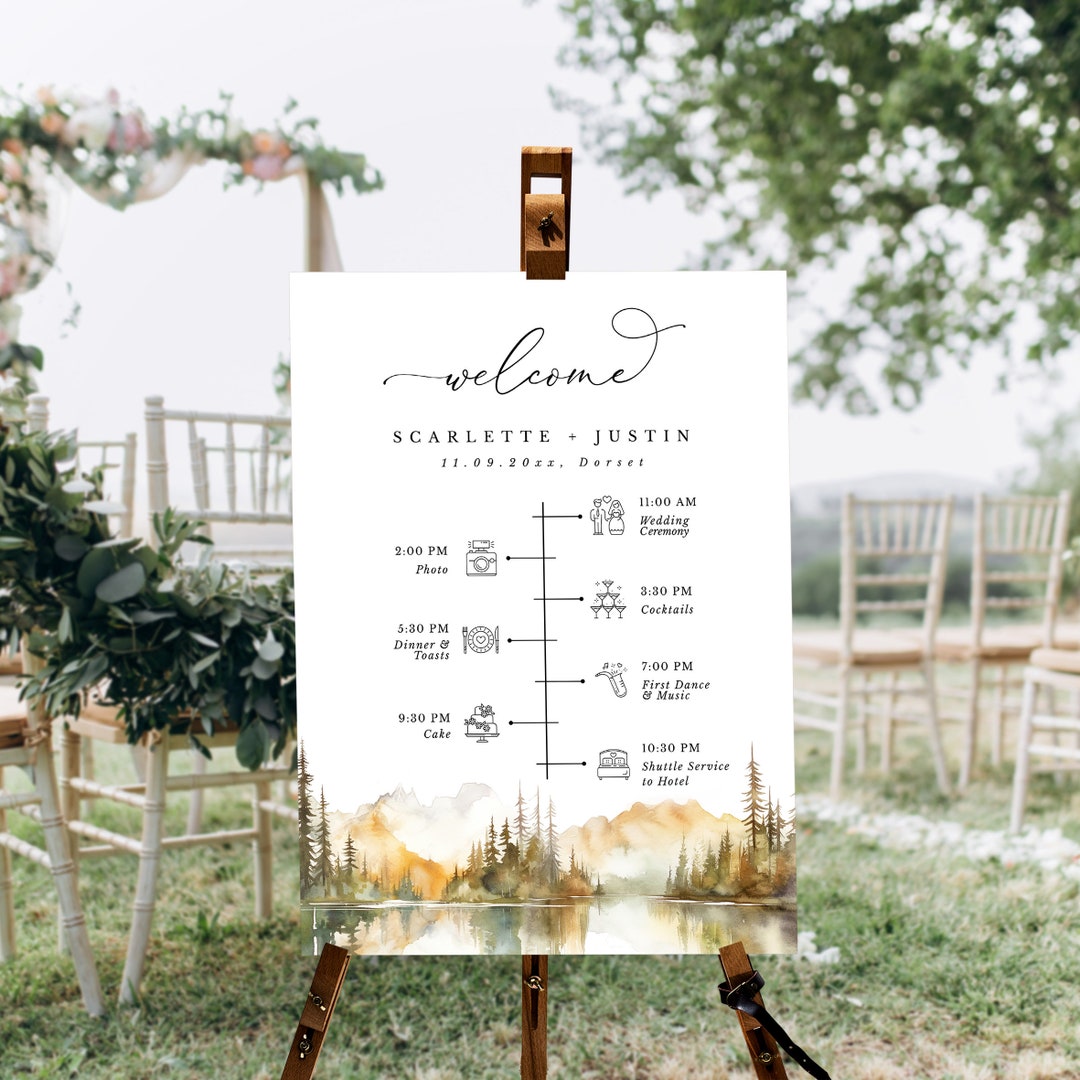 ARNA Fall Wedding Sign Printable, Mountain Wedding Sign, Rustic Wedding ...