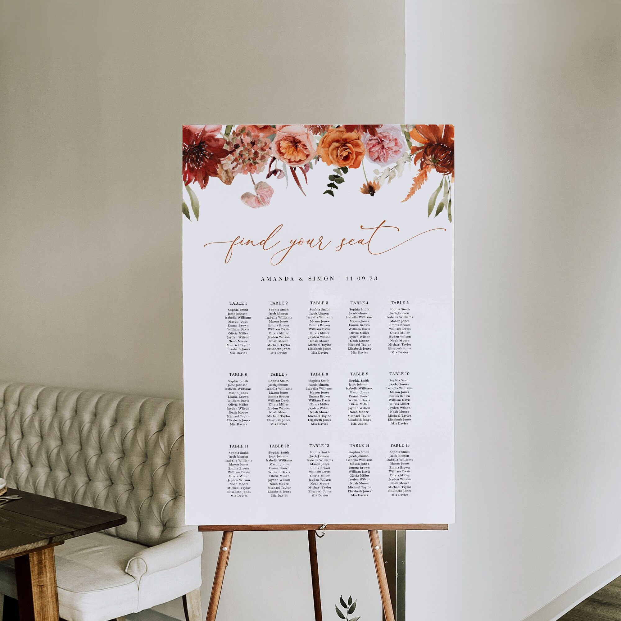 SCARLETT Boho Seating Chart Wedding Template Find Your Seat - Etsy