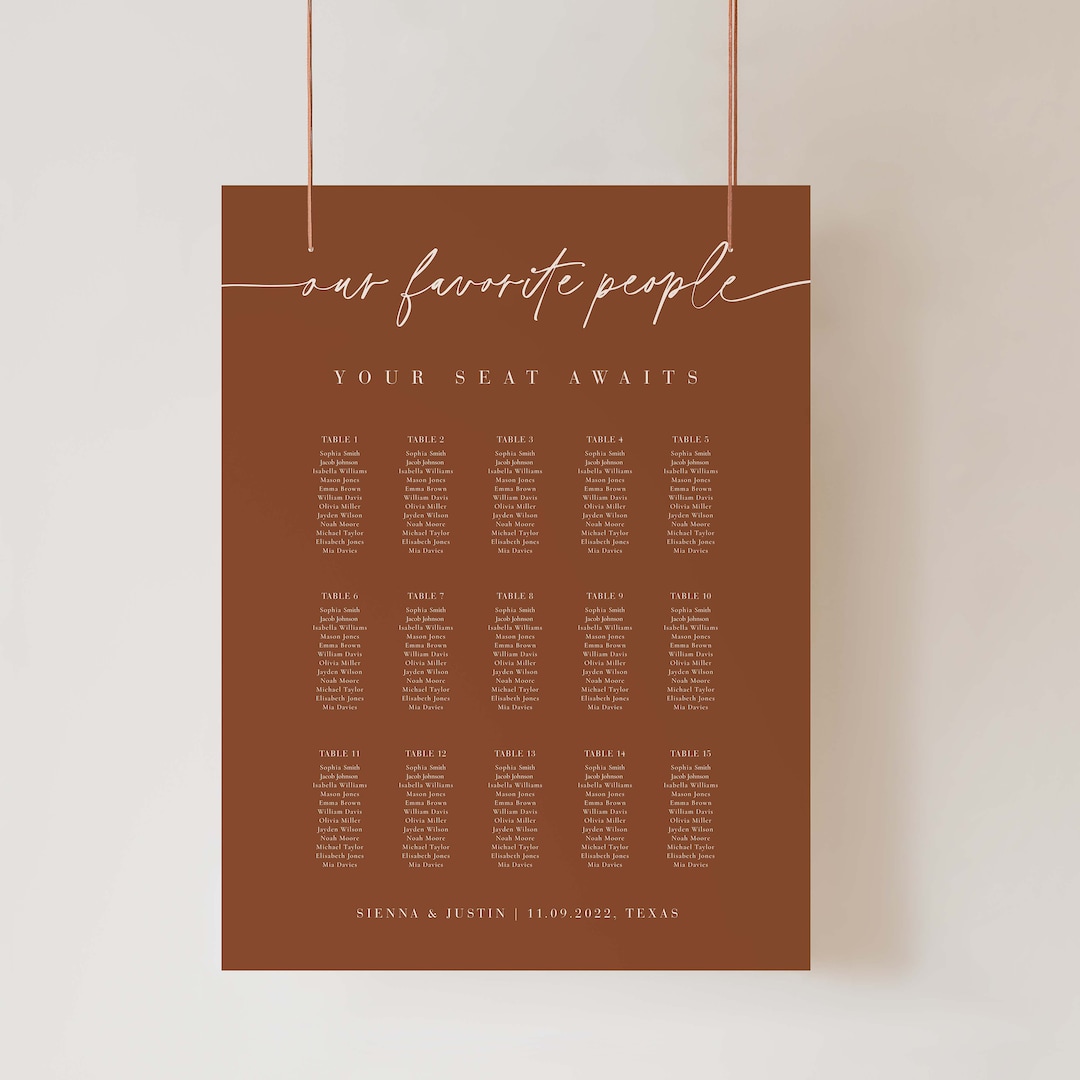 SIENNA Our Favorite People Seating Chart, Terracotta Seating Chart ...