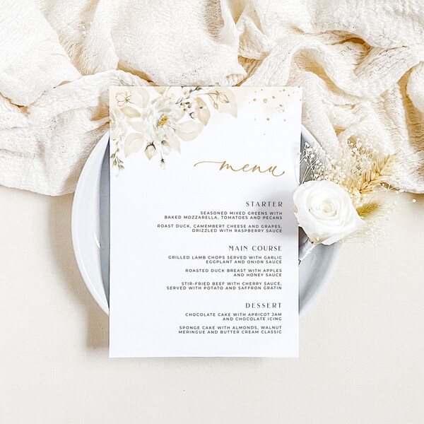 Ivory Menu - Etsy