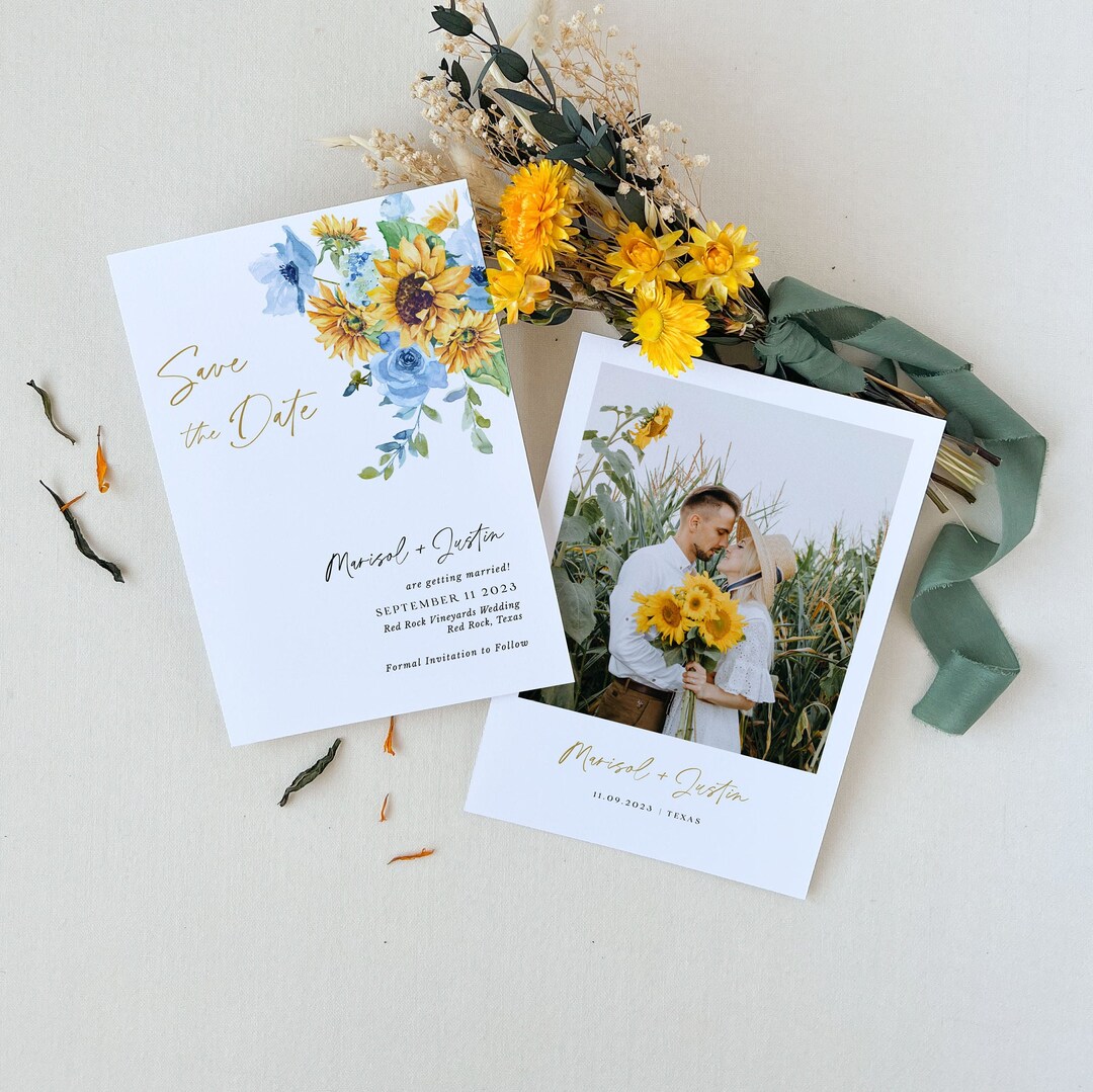 IVY Spring Save the Date Template With Photo, Sunflower Save the Date ...