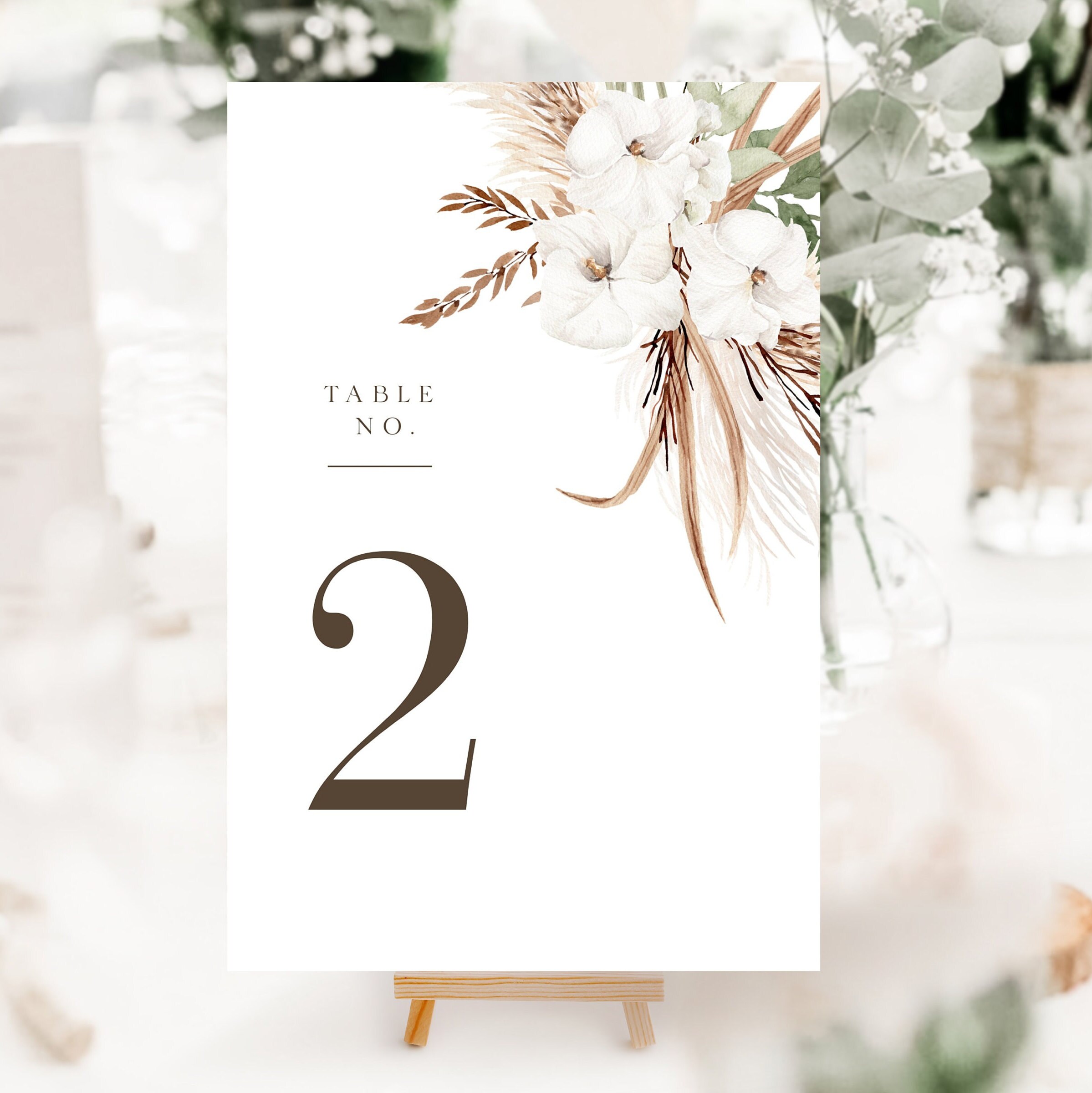 LAUREL Boho Table Numbers for Wedding, Printable Table Numbers Wedding ...