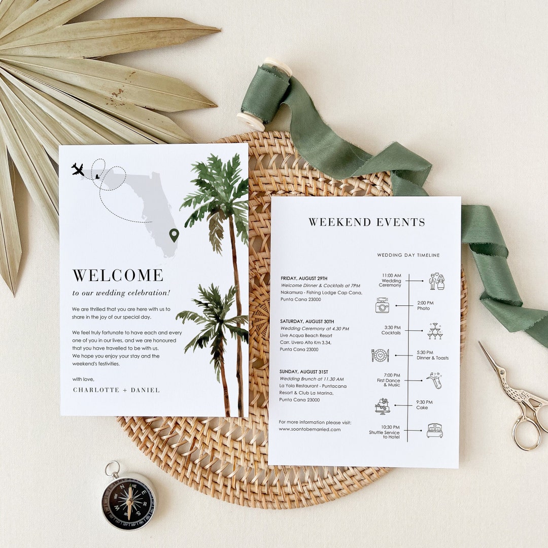 Tropical Wedding Itinerary for Guests, Destination Wedding Itinerary ...