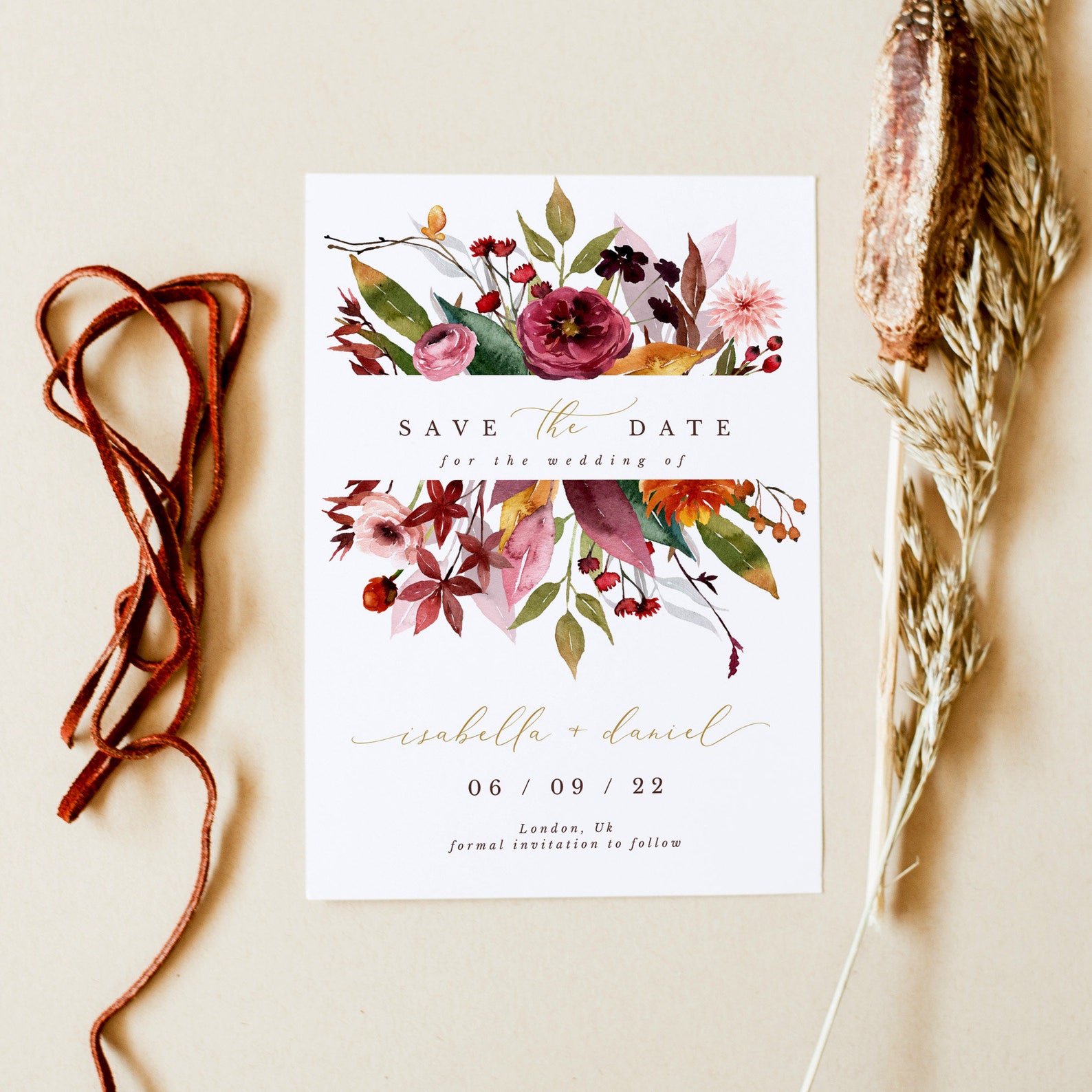 AMBRA Fall Wedding Save the Date Autumn Save the Date - Etsy UK