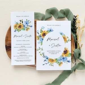 IVY Sunflower Wedding Program Template Bifold, Rustic Wedding Program Template Download, Order ...