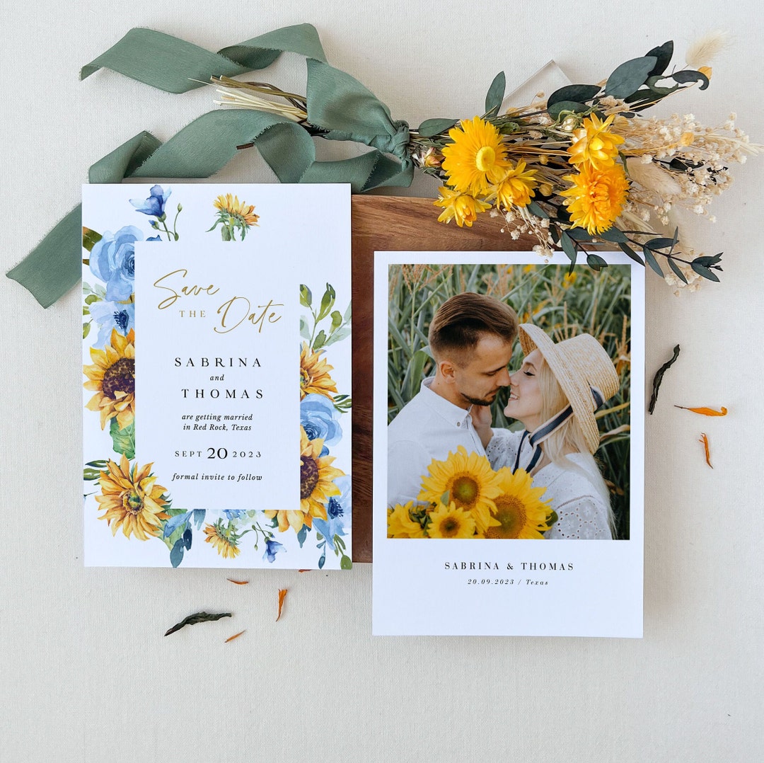 IVY Summer Save the Date Sunflower, Printable Save the Date Template ...