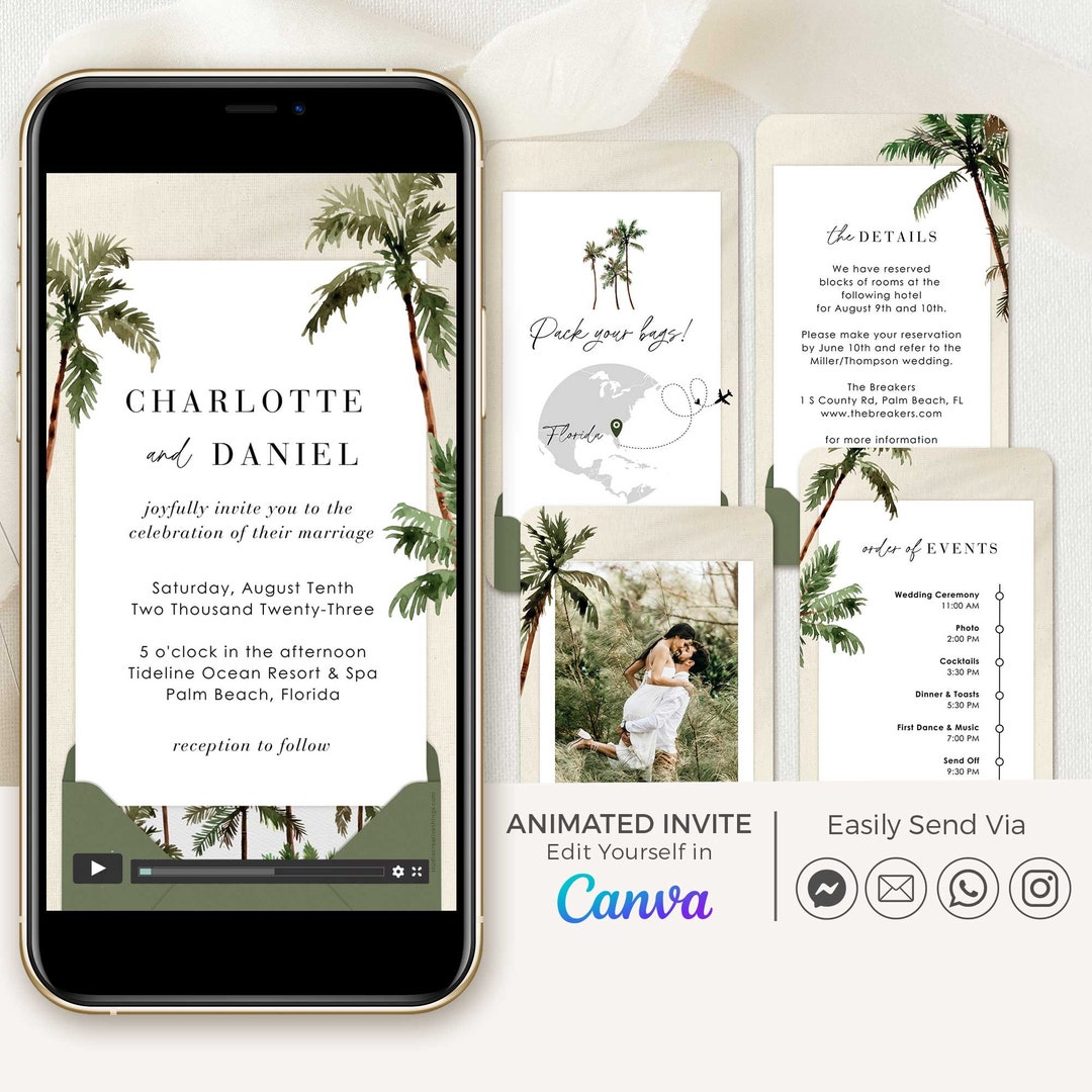 Animated Destination Wedding Invitation Video Template, Travel Wedding ...