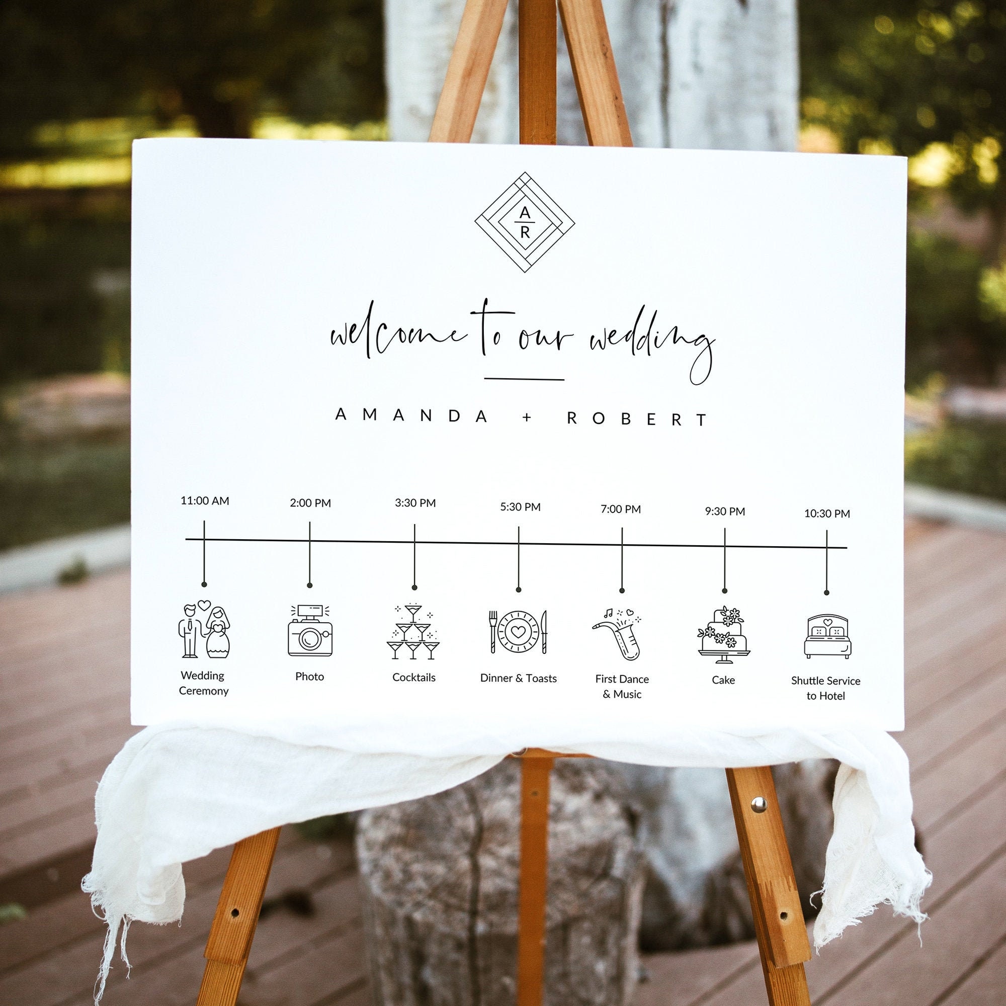 Giulia | Wedding Timeline Sign, Wedding Welcome Sign, Order of Event ...