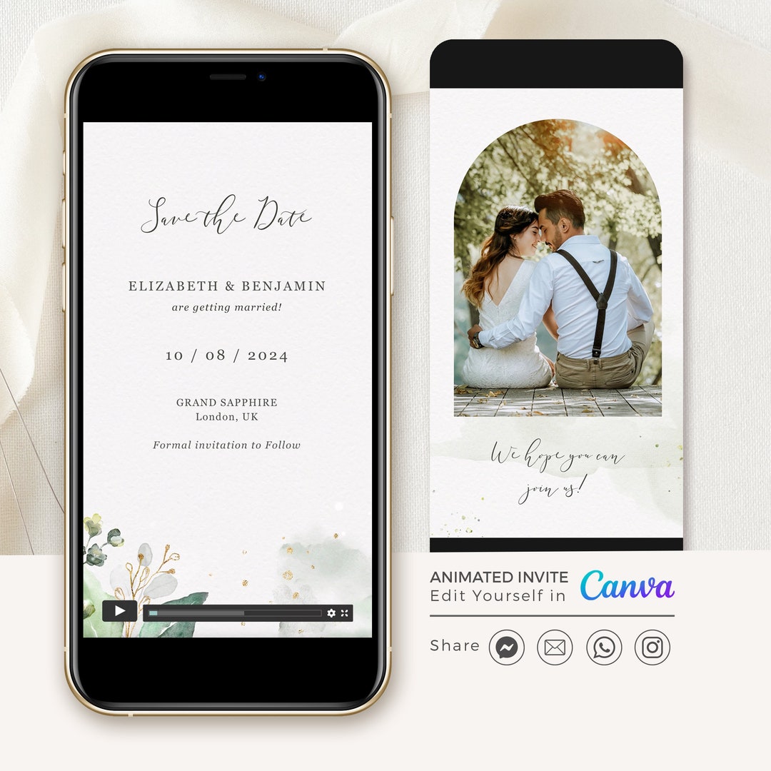 FLORA Animated Save the Date Video Template, Video Invitation Save the ...
