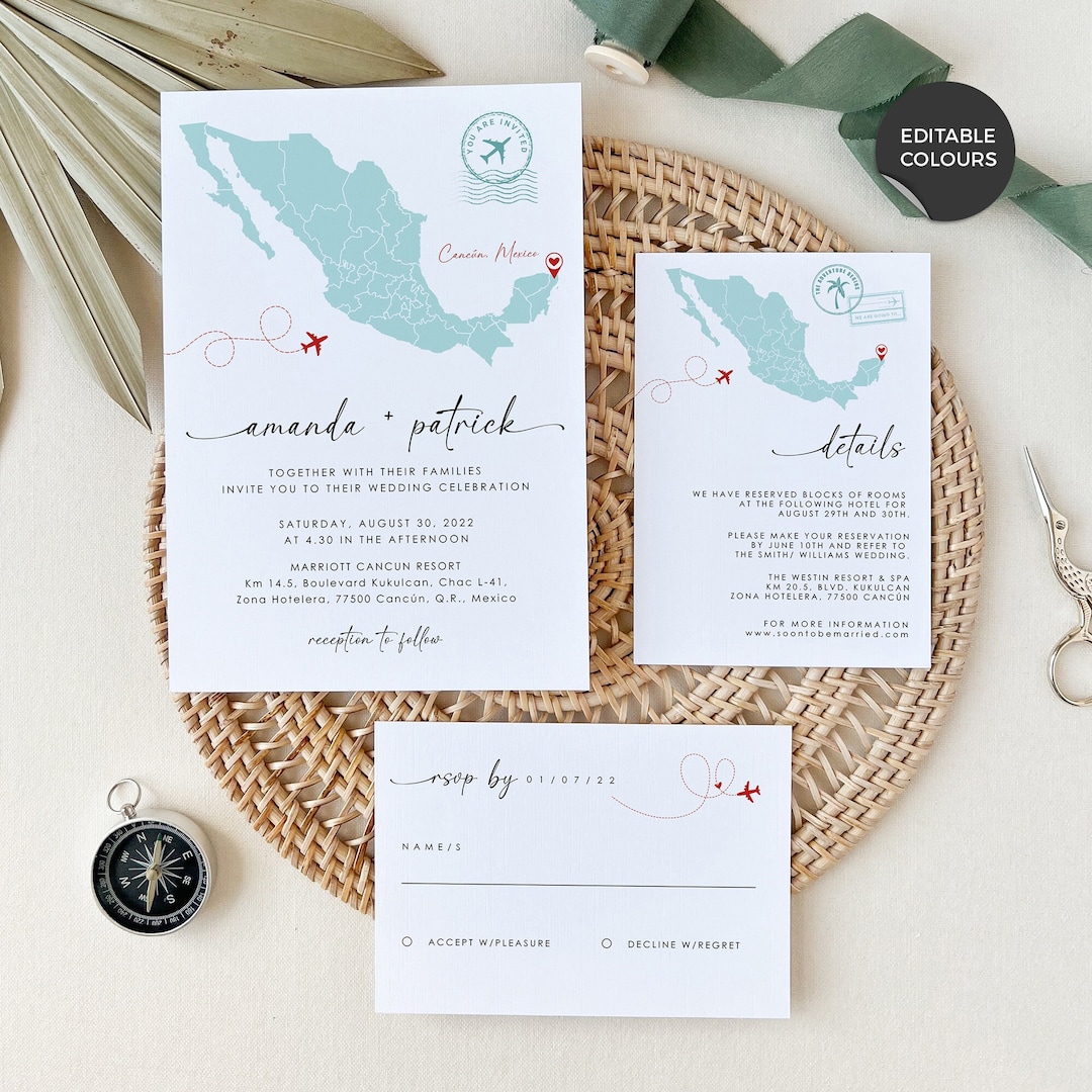 Destination Wedding Invitation Cancun, Wedding Invitation Suite ...