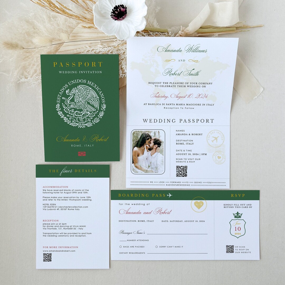 Sofia Mexico Destination Wedding Invitation Template, Passport Wedding ...