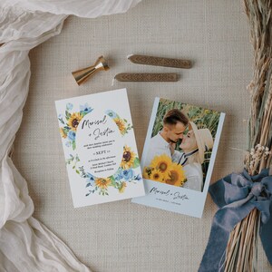 Ivy Rustic Wedding Invitation With Rsvp Template, Sunflower Wedding ...
