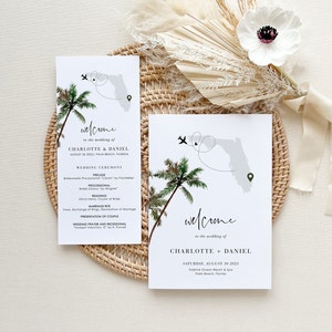 Tropical Wedding Program Template, Destination Wedding Program Template ...