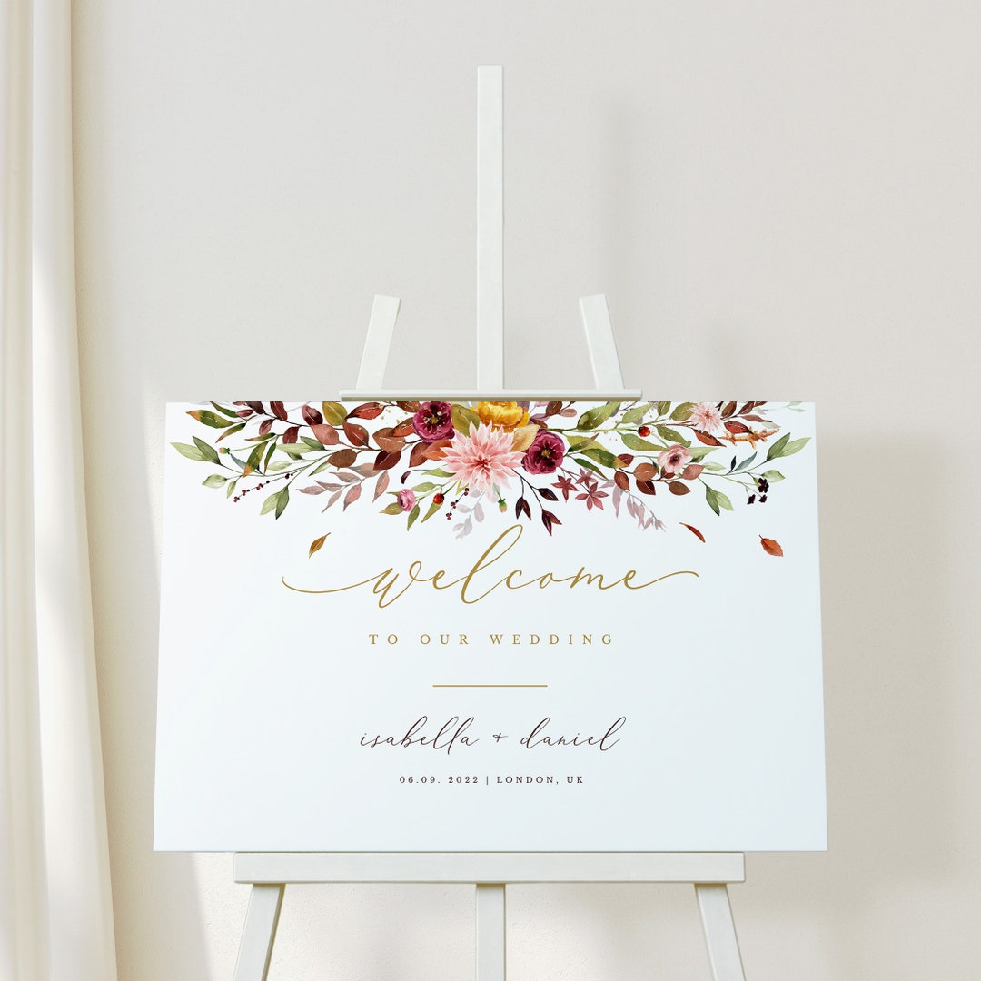 AMBRA Fall Wedding Signs Template, Welcome Wedding Sign Template ...
