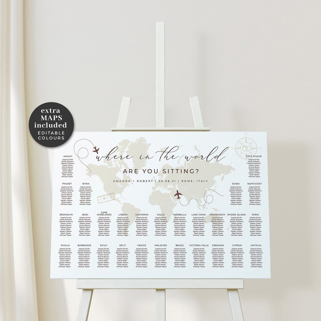 Where in the World Are You Sitting, Travel Theme Seating Chart Wedding ...