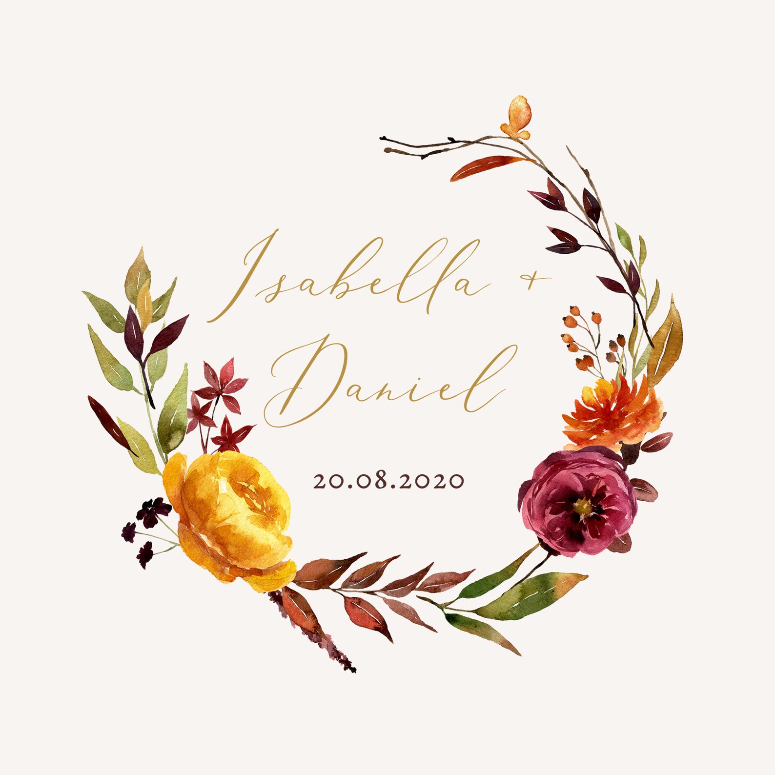 Ambra | Fall Wedding Logo Design, Custom Logo Design, Autumn Wedding ...