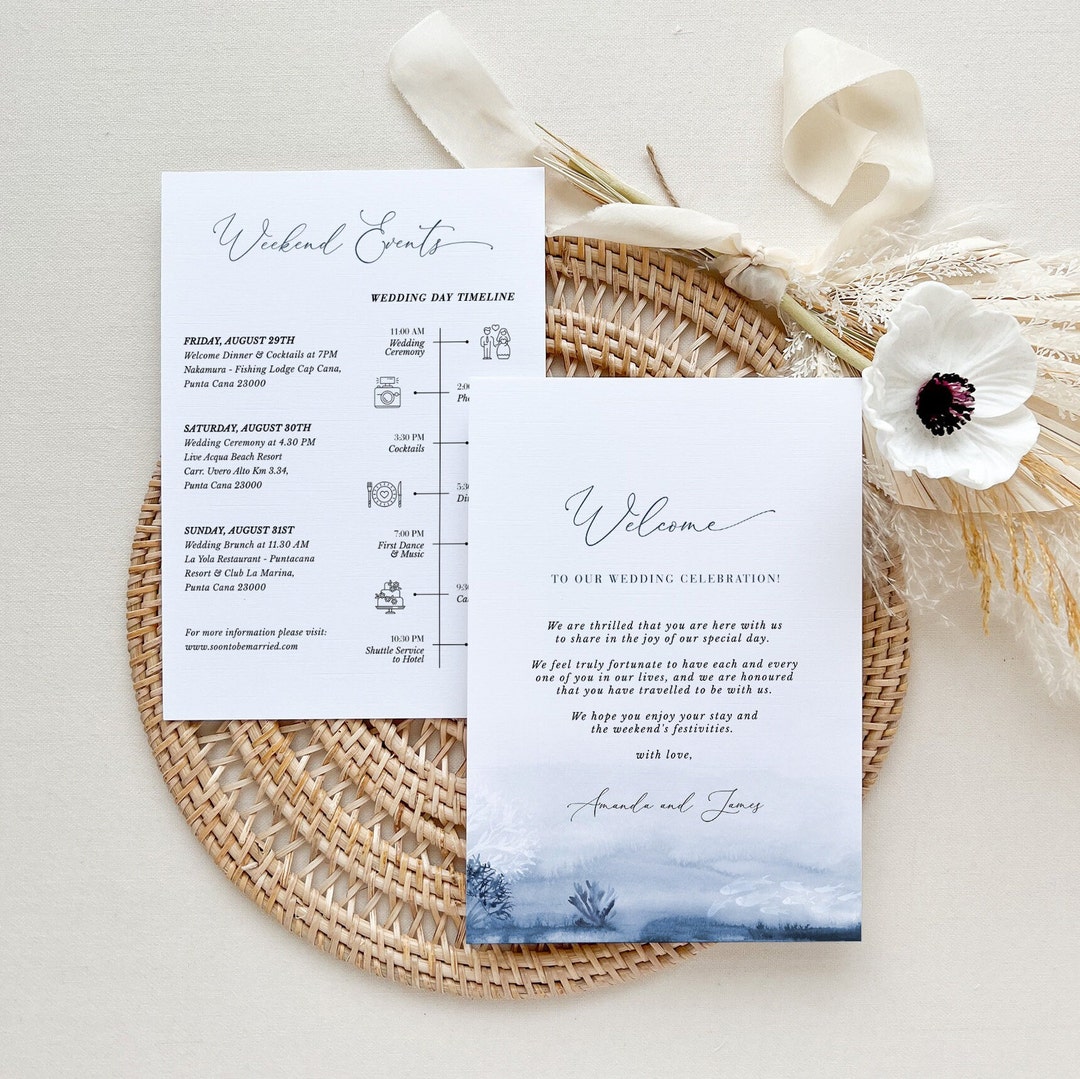 ALYSSA Destination Wedding Weekend Itinerary Template, Printable ...
