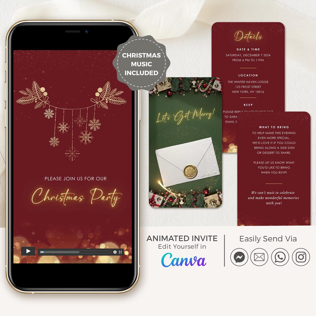 Christmas Office Party Invitation Video, Office Holiday Party ...