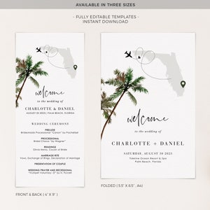 Tropical Wedding Program Template, Destination Wedding Program Template ...