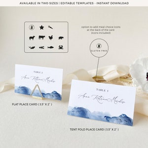 YLENIA Beach Theme Place Card Template, Beach Wedding Place Cards With ...
