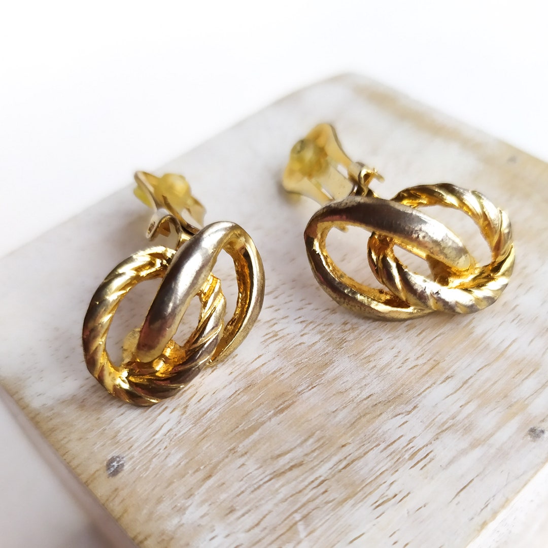 Vintage Knot Clip on Earrings, Small Gold Clip on Earrings - Etsy