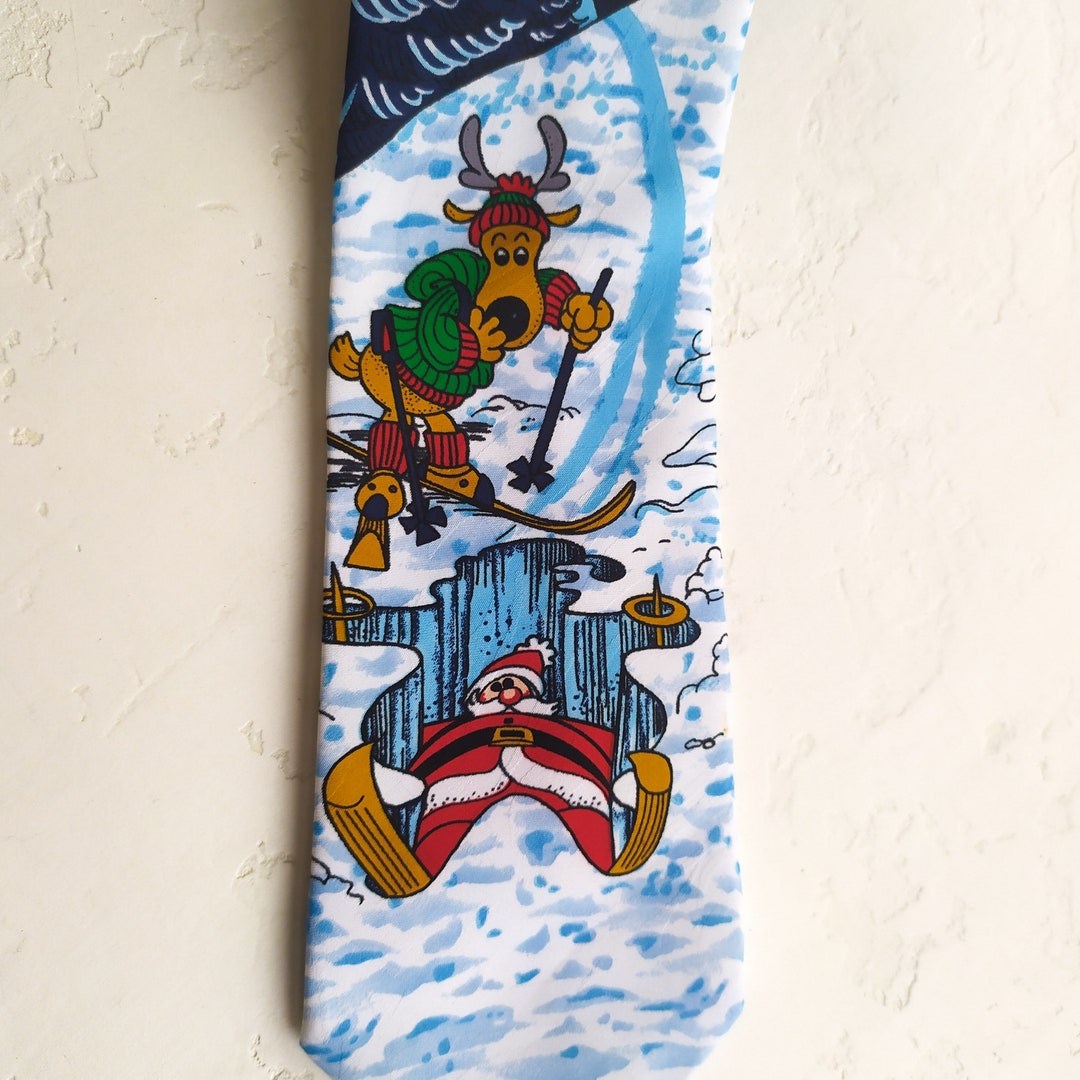 Vintage Christmas Party Santa Tie & Reindeer. Ugly Sweater Party Ties ...