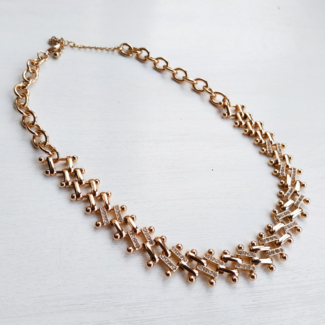 Brutalist Gold Chain Necklace, Vintage 21 Inches, Gold Chain Choker - Etsy