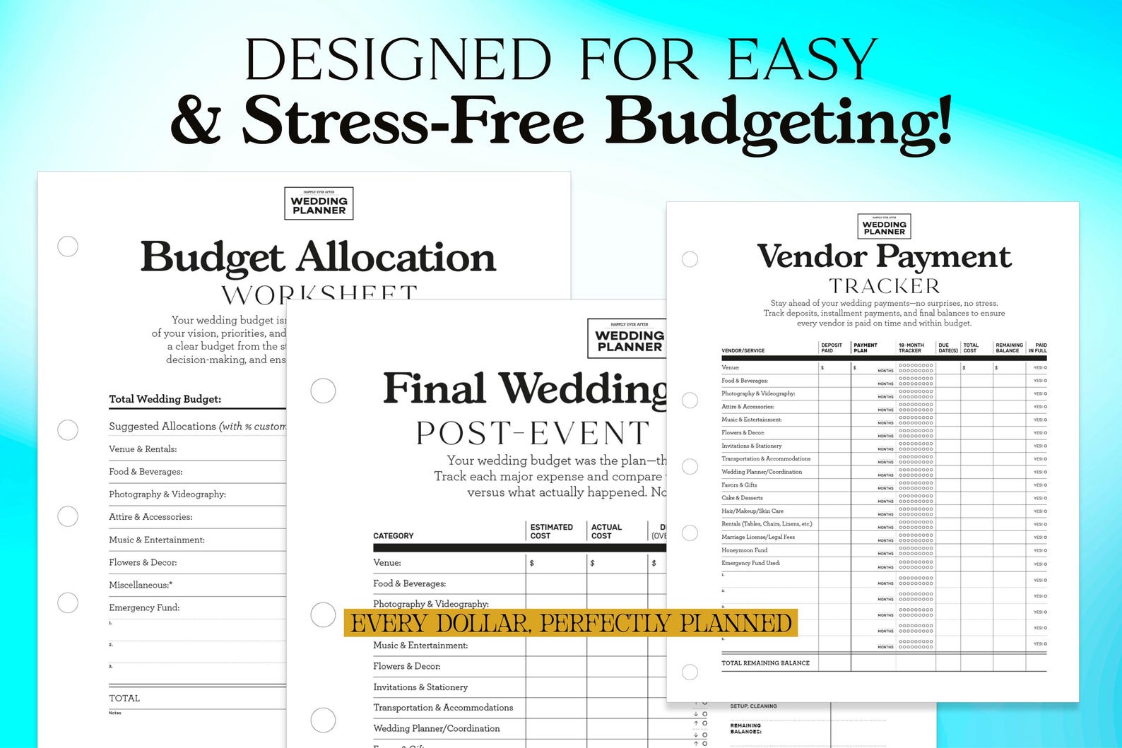 Printable Wedding Budget Tracker PDF | Complete Wedding Expense Tracker ...