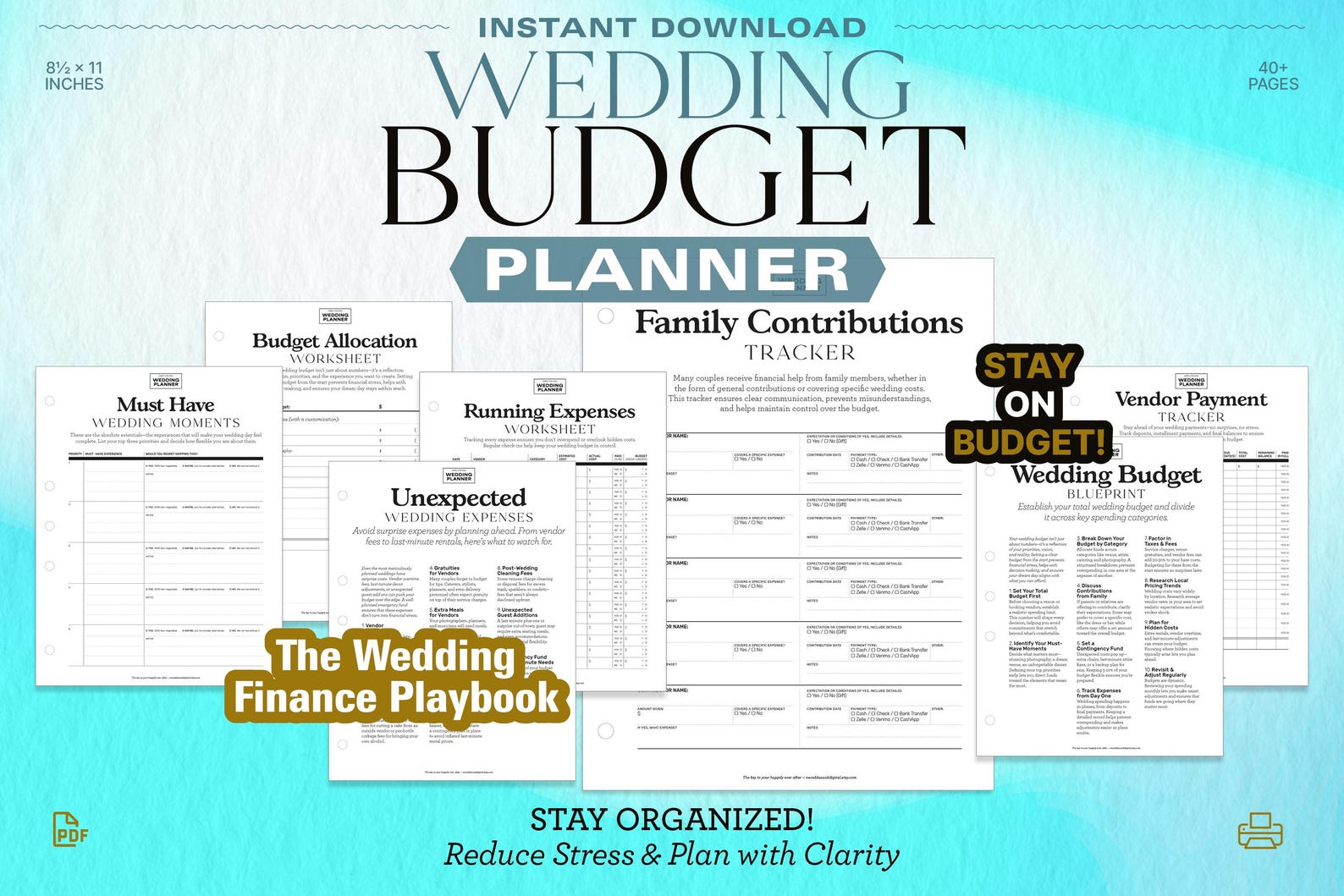 Printable Wedding Budget Tracker PDF | Complete Wedding Expense Tracker ...
