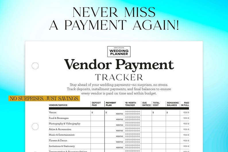 Printable Wedding Budget Tracker PDF | Complete Wedding Expense Tracker ...