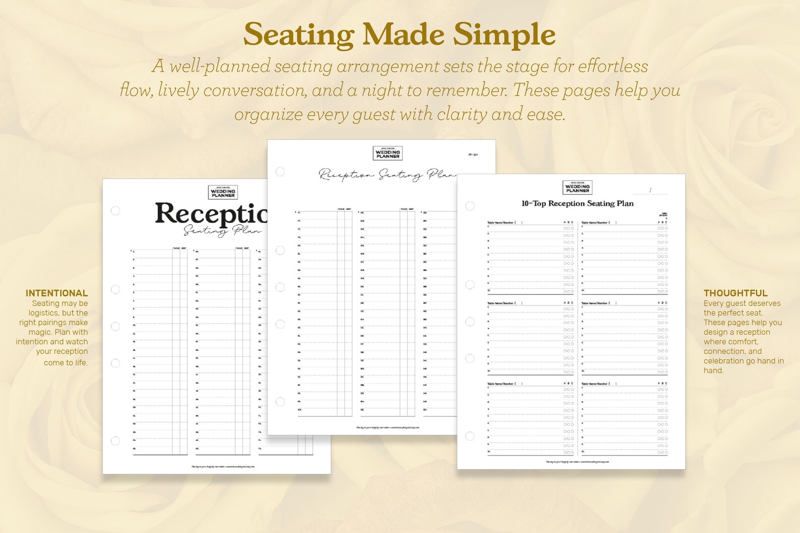 Wedding Reception Seating Chart Tracker Printable | Guest List ...