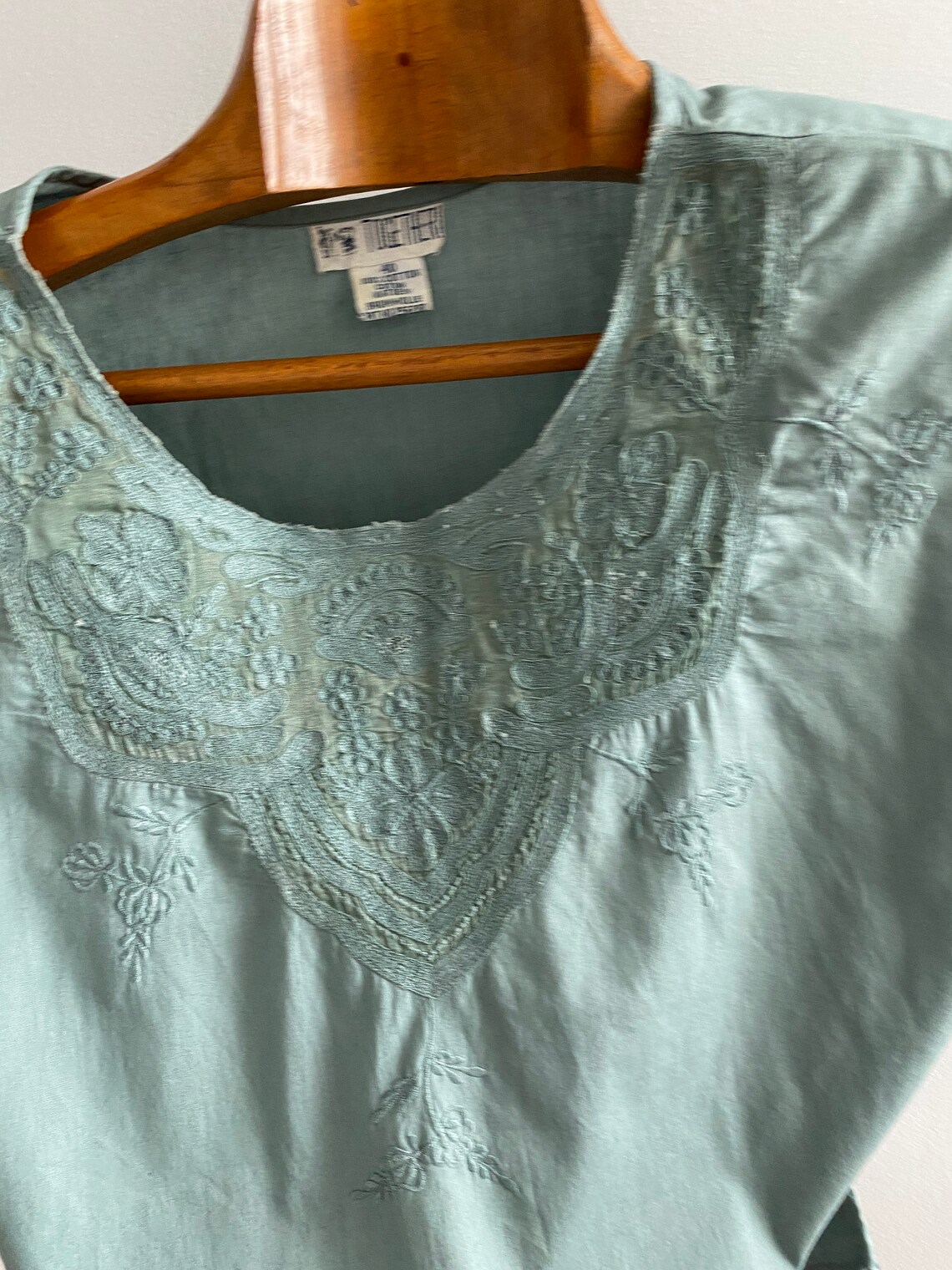 Vintage Grey Embroidered Crop Top for Women Size M L Cotton Summer Top ...