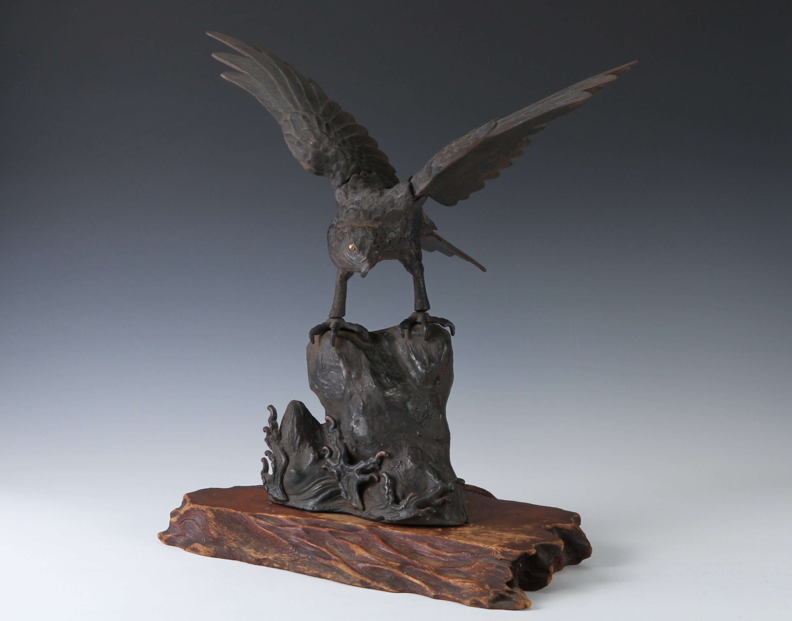 Antique Japanese Iron Hawk room Guardian Sculpture Great - Etsy