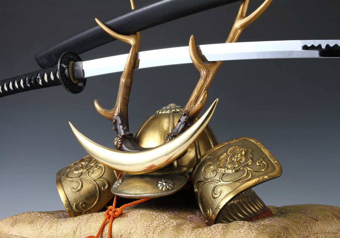 Life Size Japanese Beautiful Samurai Helmet shikanosuke Kabuto With a ...