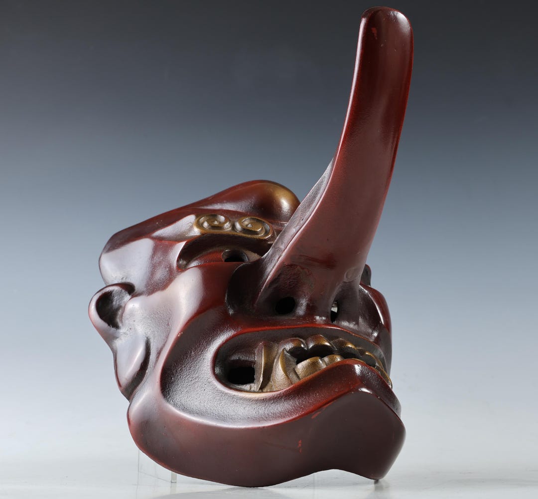 Vintage Japanese Iron Noh Mask -tengu- Braggart Very Rare Product - Etsy