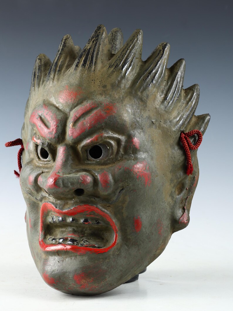 Old Vintage Plaster Buddhism Mask Plaque -basarah Warrior- Showa ...