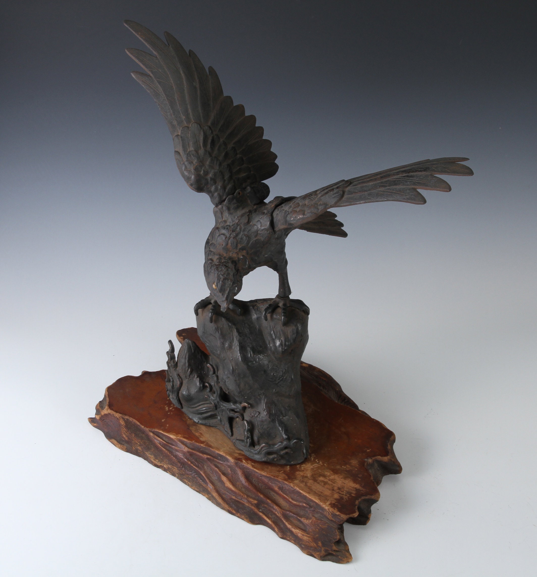 Antique Japanese Iron Hawk room Guardian Sculpture Great - Etsy