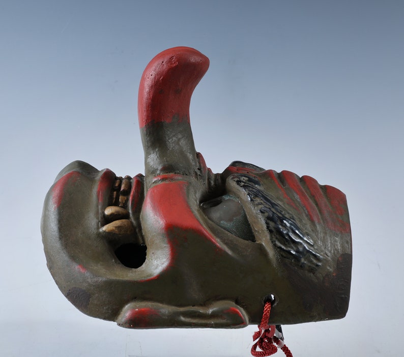 Old Vintage Japanese Paper Clay NOH MASK -tengu- Braggart Rare Product ...