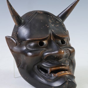 Japanese Old Vintage Iron Noh Mask Hannya 般若 jealousy Woman Tsushima ...