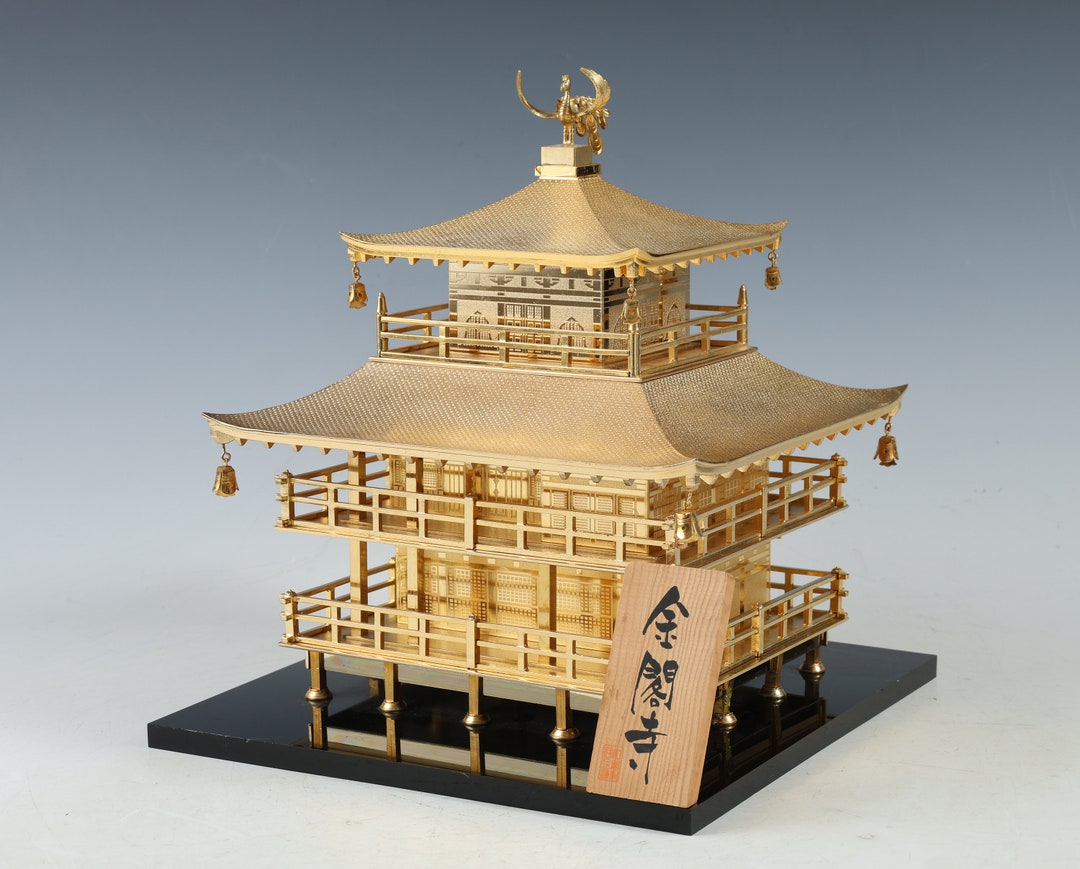 Japanese Old Vintage Iron and Brass Figure -temple of the Golden ...