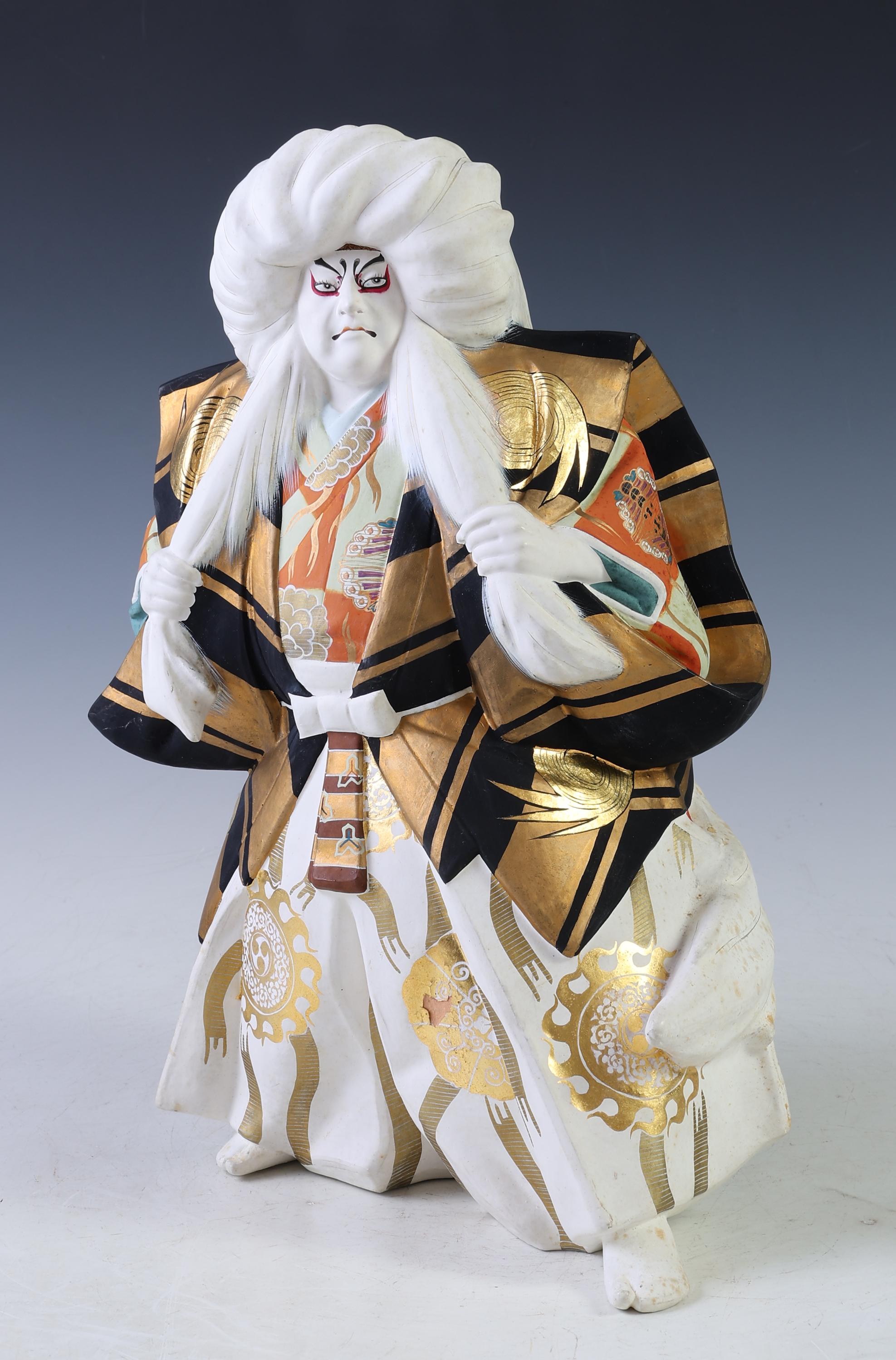 Buy Japanese Old Vintage Hakata Clay Kabuki Doll -white Leo- Online in ...