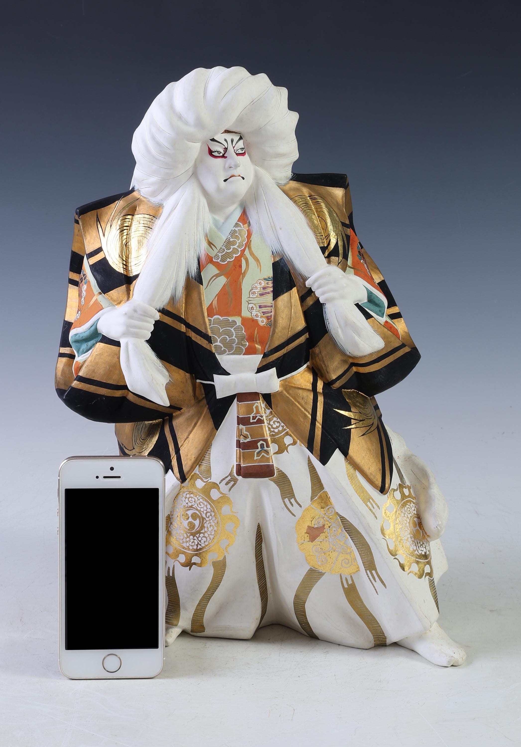 Buy Japanese Old Vintage Hakata Clay Kabuki Doll -white Leo- Online in ...