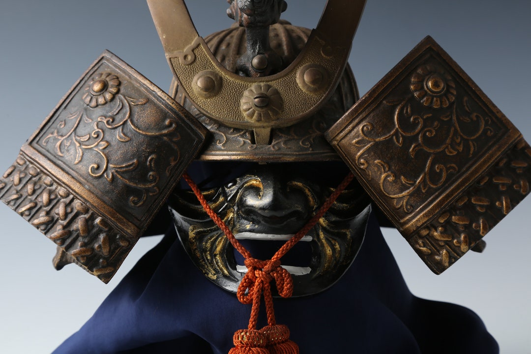 Old Vintage Japanese Samurai Helmet -middle Size- With a Mask Tsushima ...