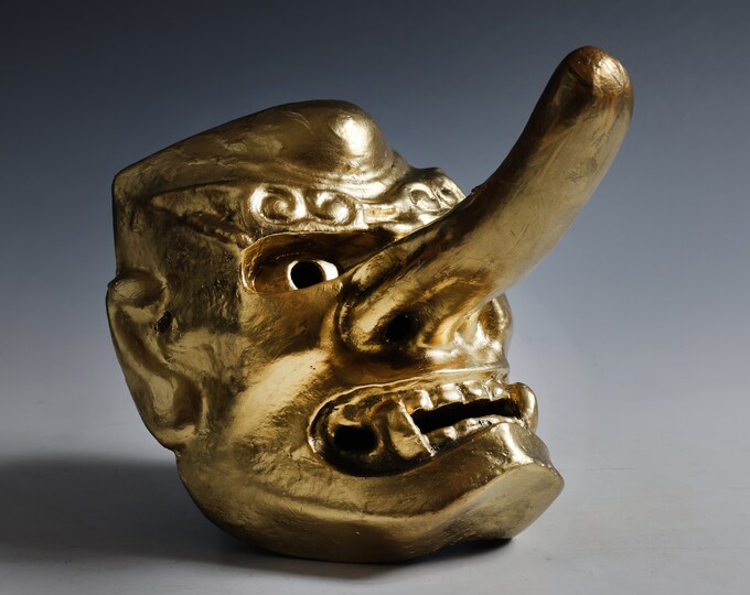 Old Vintage Japanese Paper Clay NOH MASK tengu Braggart Showa Era ...