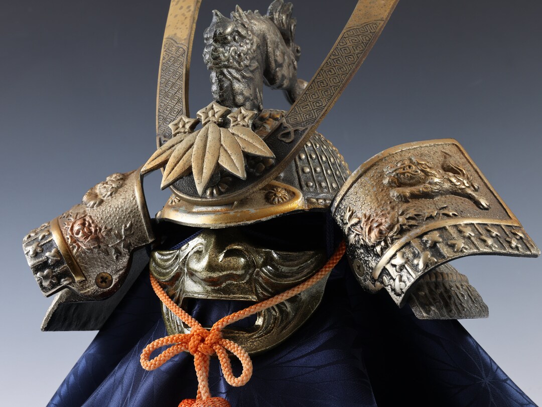 Vintage Japanese Samurai Kabuto Helmet -leo Deco Guard- Middle Size ...