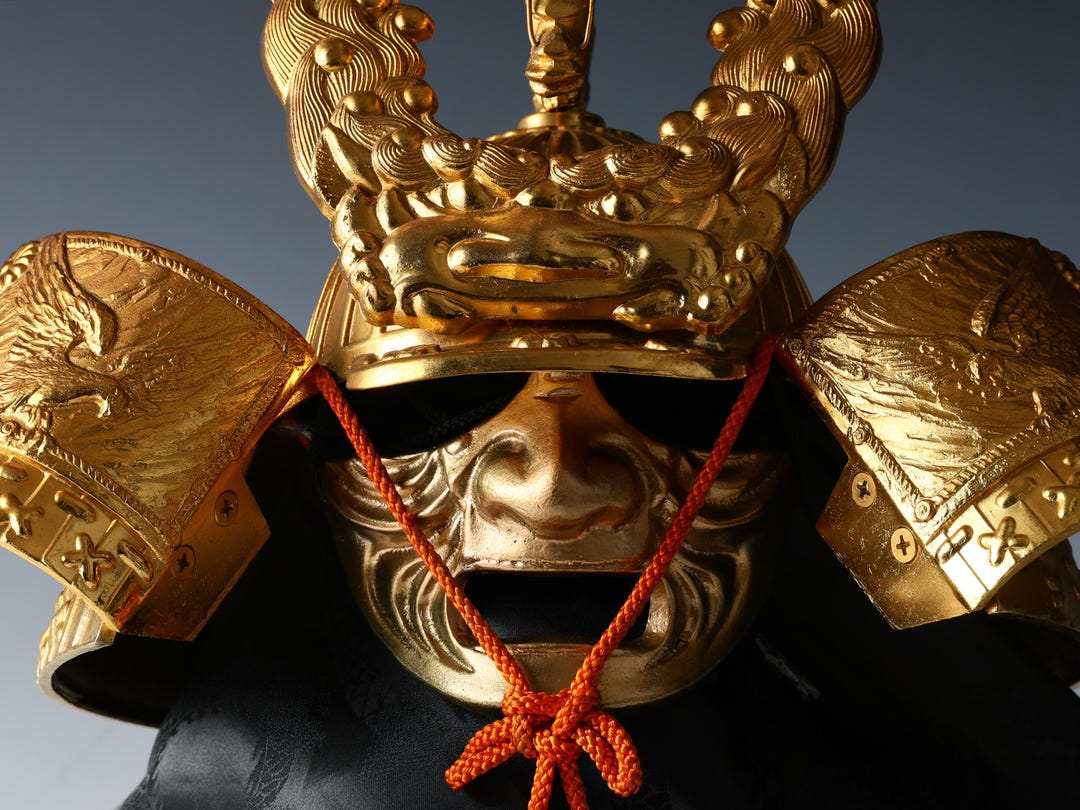 Vintage Japanese Samurai Helmet -golden Dragon and Hawk Deco Kabuto ...